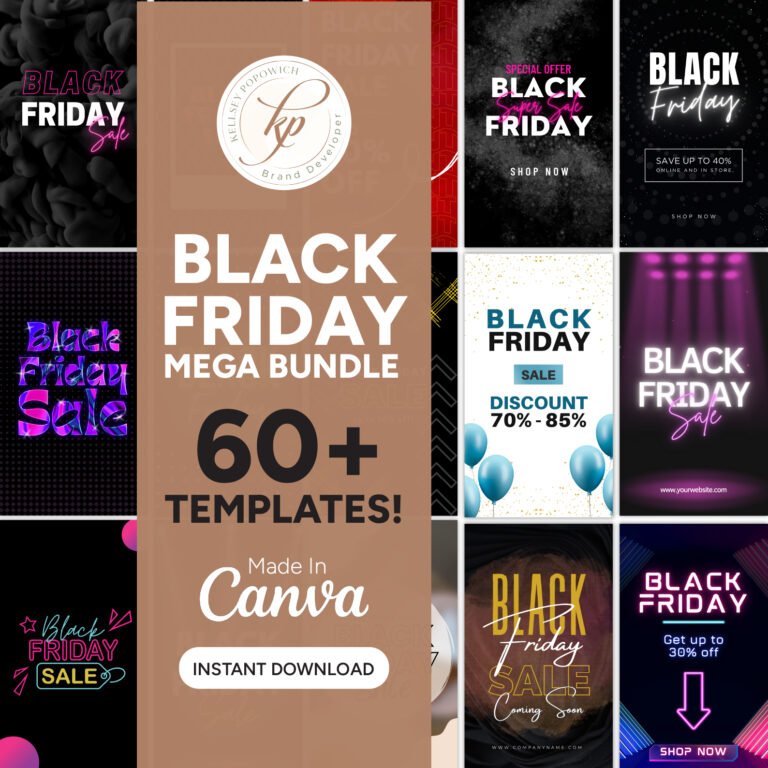 Black Friday Mega Bundle – 125 Customizable Canva Templates for Sale ...