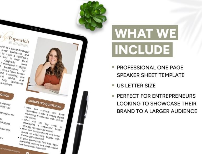 Podcast OneSheet Template for Speakers, Coaches and Authors ...