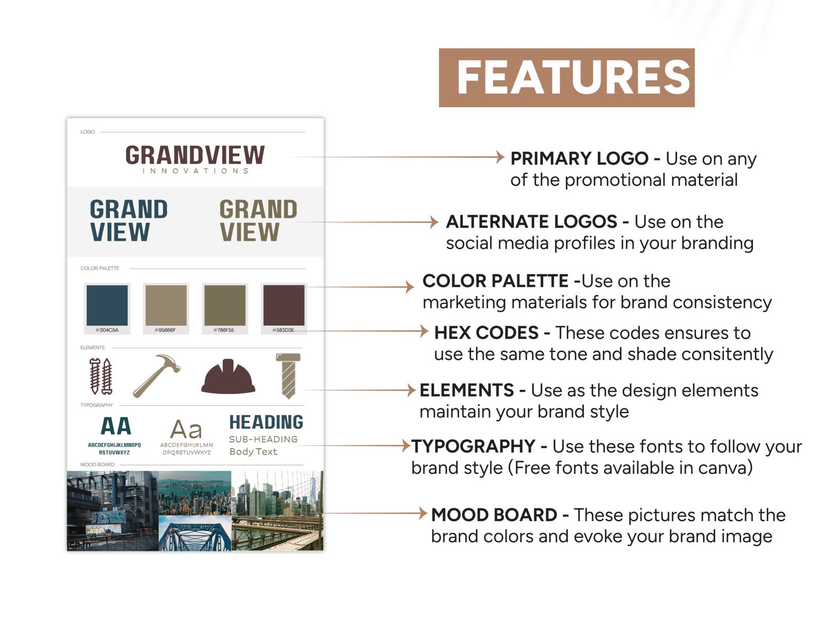 Editable Construction Brand Board Templates Construction Business Color ...