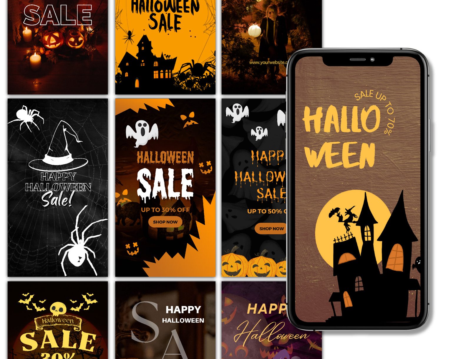 Mega Halloween Instagram Pack: 60+ Dynamic Templates | Halloween ...