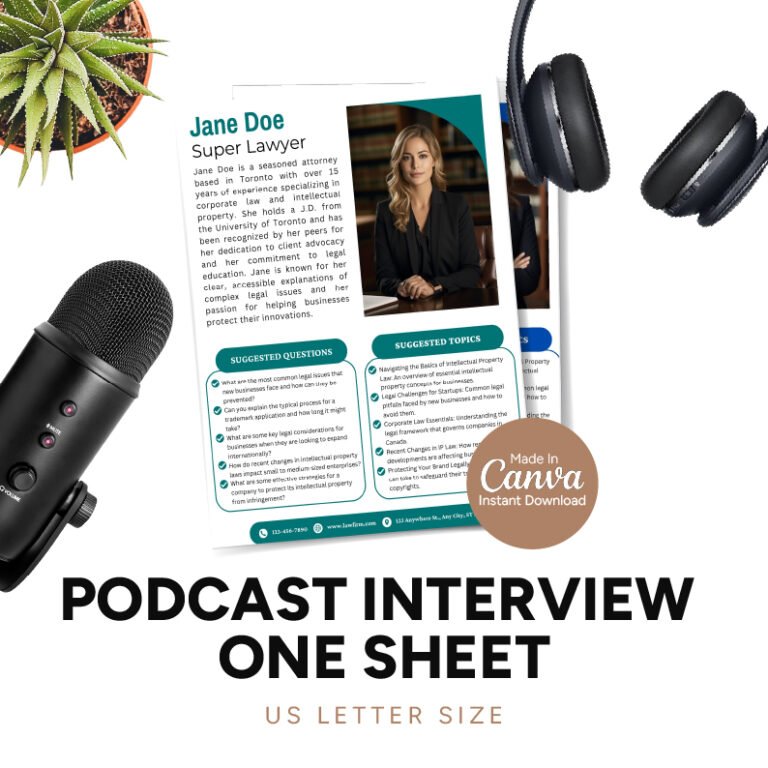 Podcast OneSheet Template for Speakers, Coaches and Authors ...