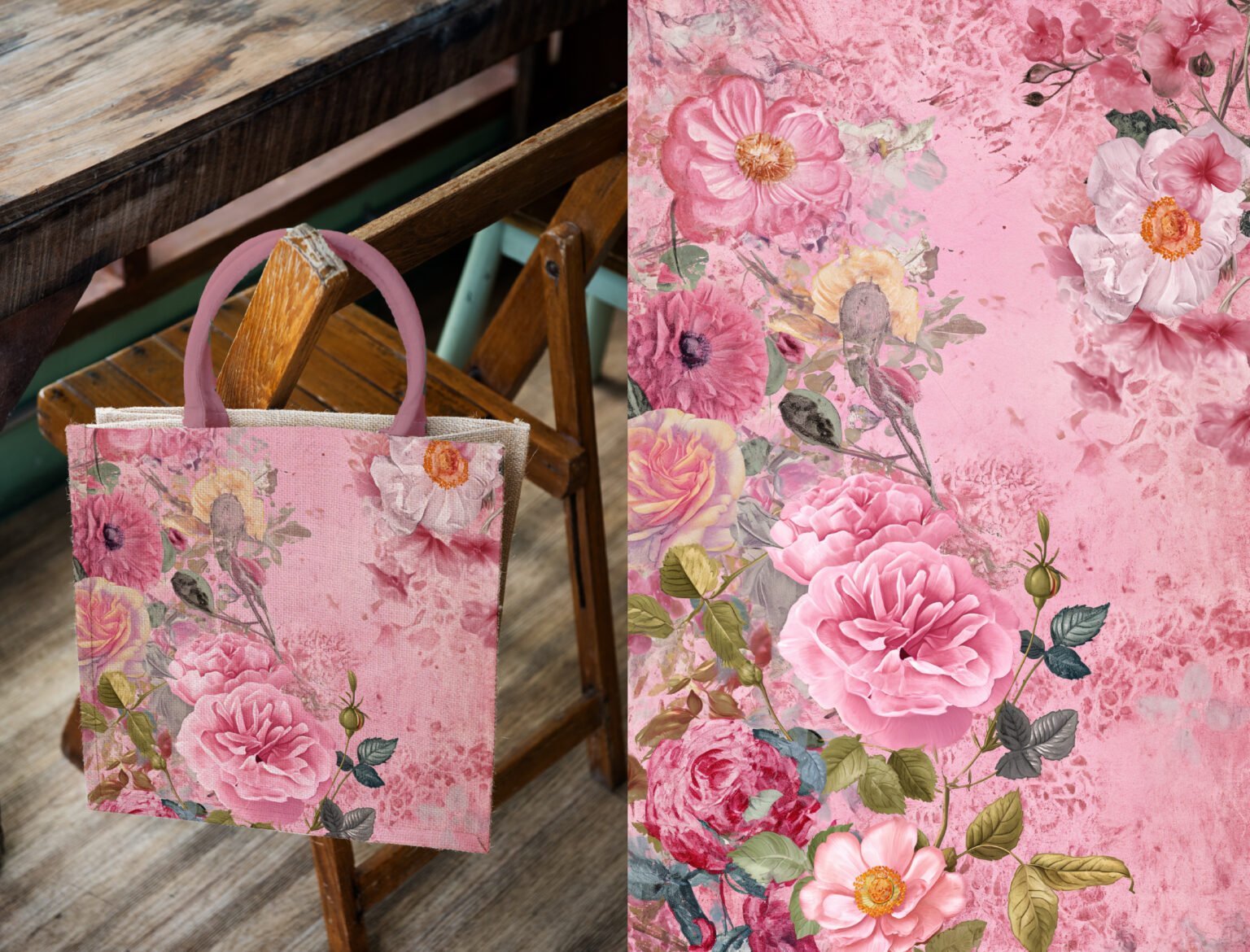 Vintage Pink Floral Digital Paper Collection: Perfect for DIY Crafts ...