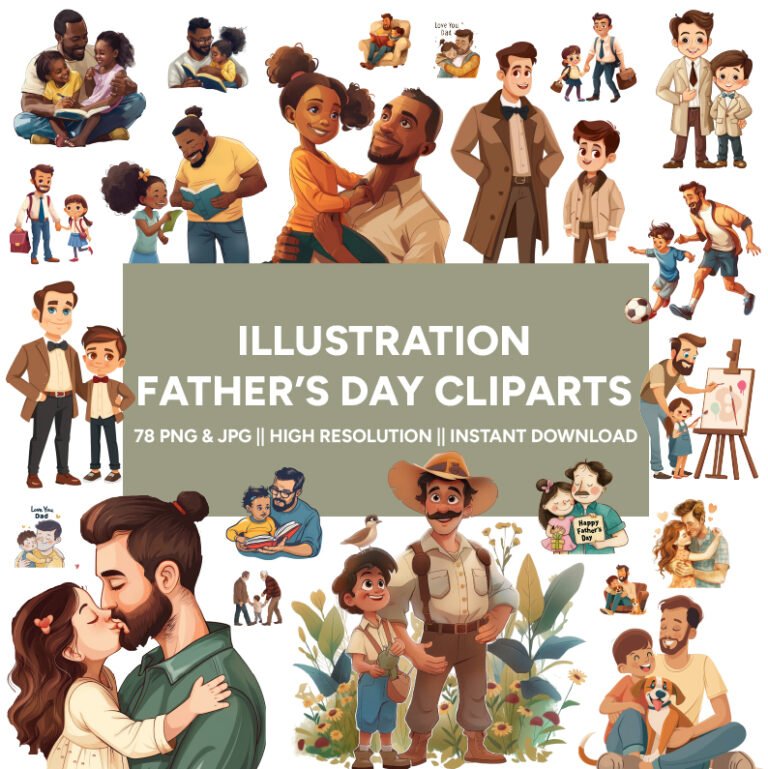 Celebrate Father's Day with Charming Clipart Collection! PNG & JPG ...