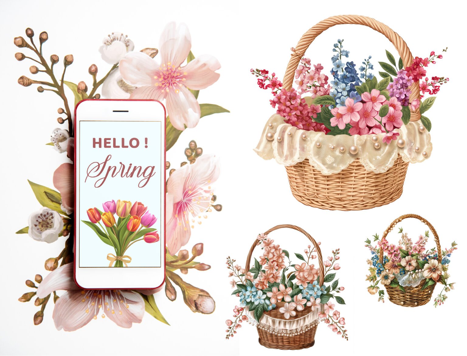Spring Flower Clipart Bundle | 63 Colorful Flower Illustrations in ...